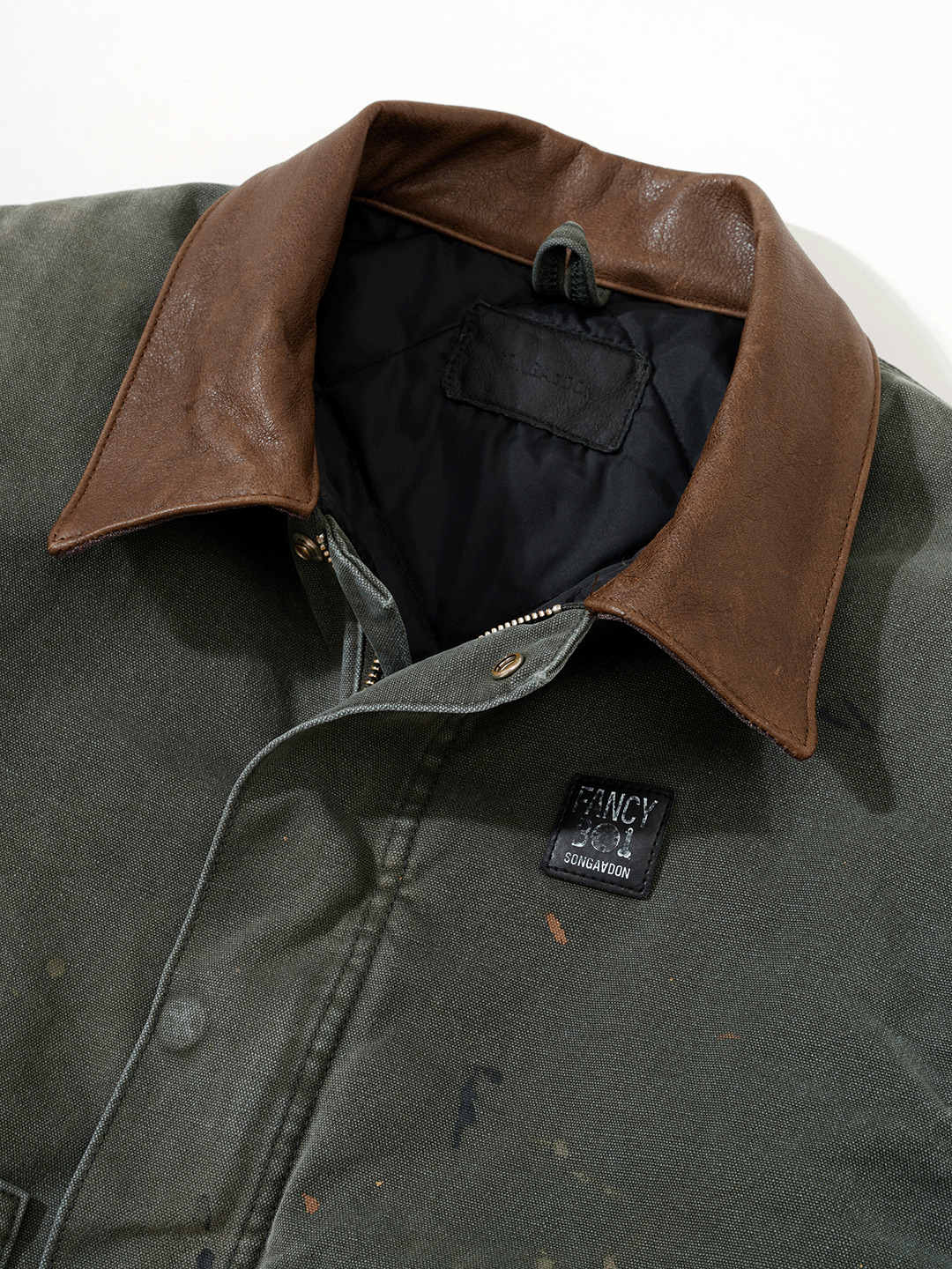 SONGAADON 25SS Leather collar Canvas Quilted Jacket